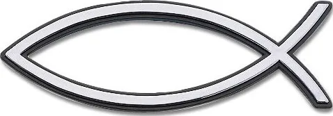 Autocollant Ichthus relief, argenté - 13 cm :: La Maison de la Bible Suisse